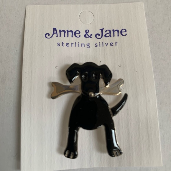 Anne and Jane | Jewelry | New Black Lab With Bone Pin In Sterling ...